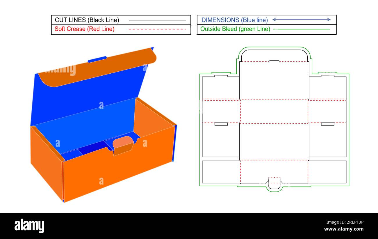 In destructor Corrugated Shipping Box die line and 3D vector, mailer ...