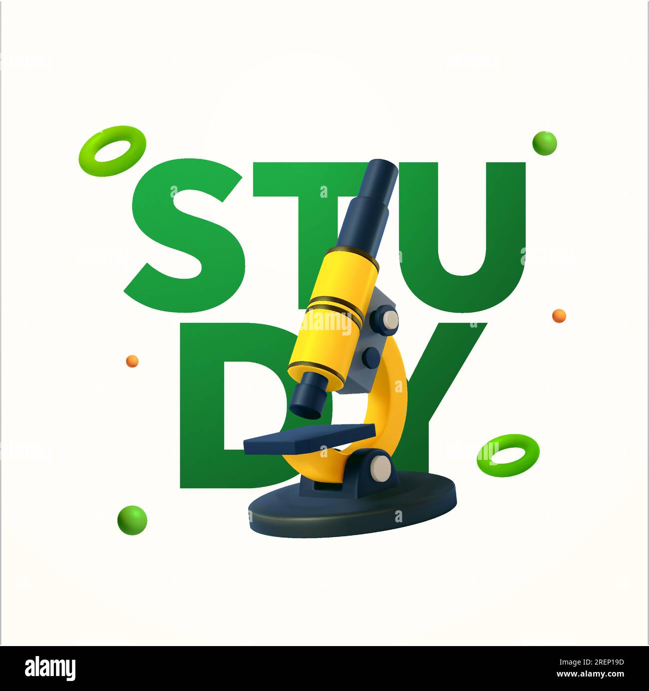 3d microscope in minimal style, isolated on background. Biology study ...