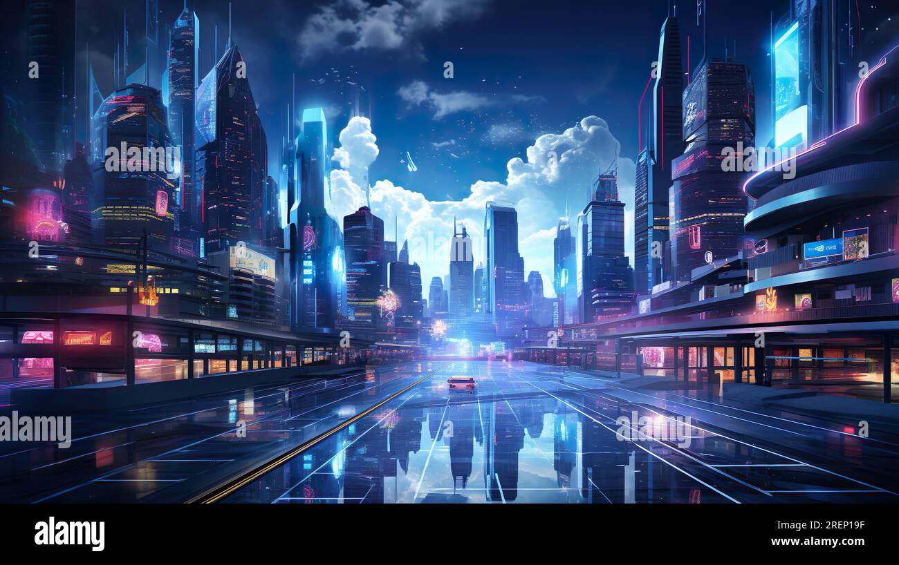 Highly advanced virtual city of the future Stock Photo - Alamy