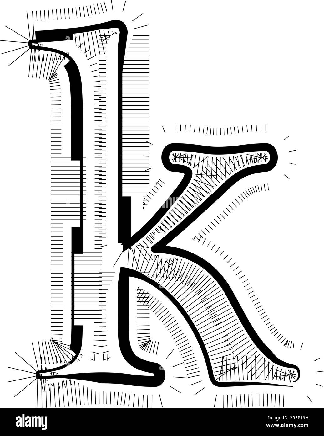 Modern abstract striped design with lines vector illustration LETTER k ...