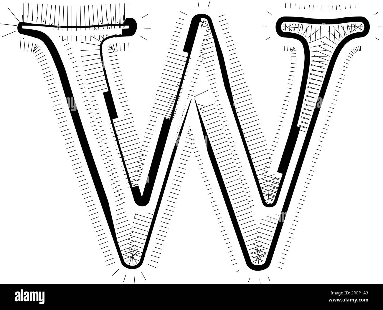 Modern abstract striped design with lines vector illustration LETTER W ...