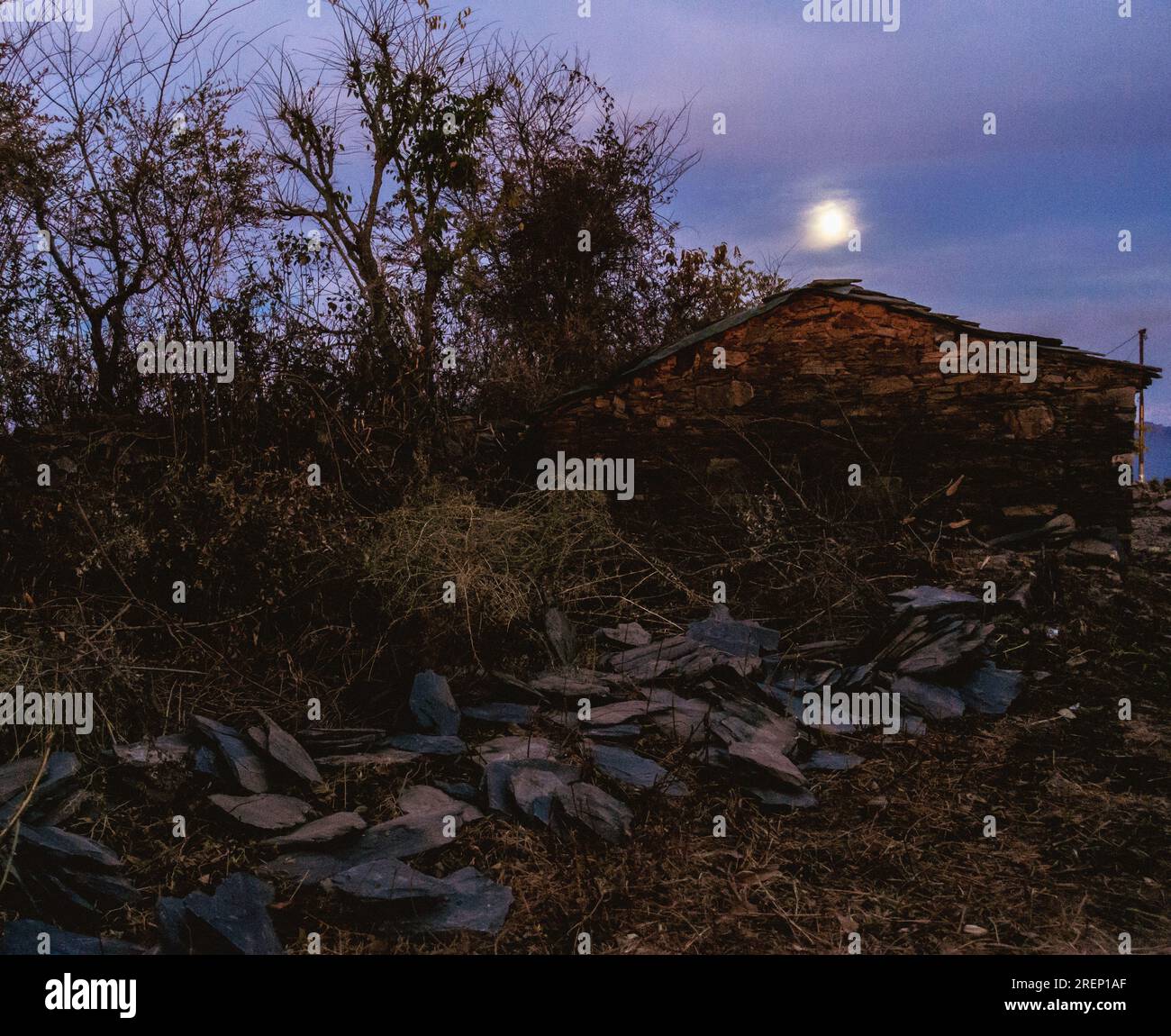 A traditional stone hut, locally known as a Channi, set against the ...