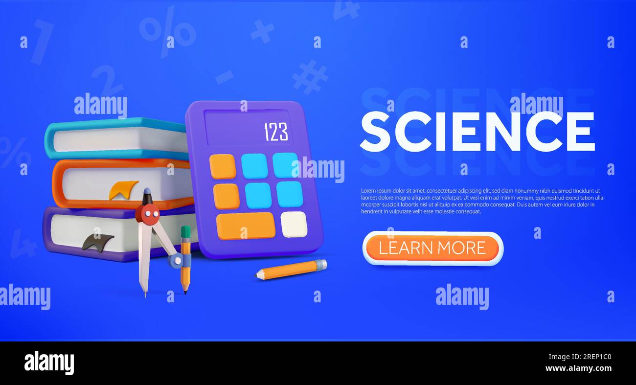 3d Books Calculator Geometric Compass Pencil Isolated On Background Banner Template For