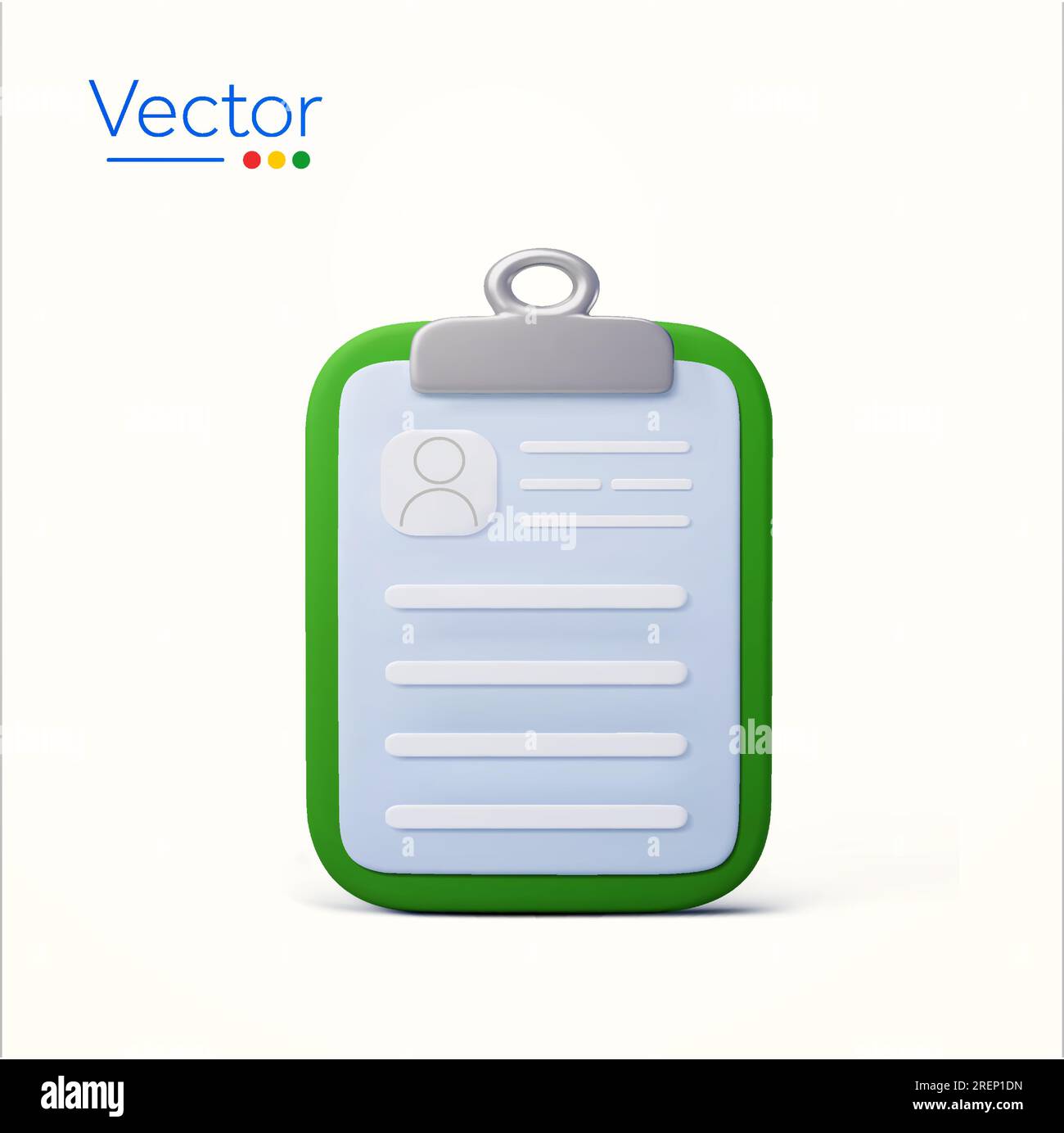 3d clipboard, document, file with personal profile, isolated on white ...