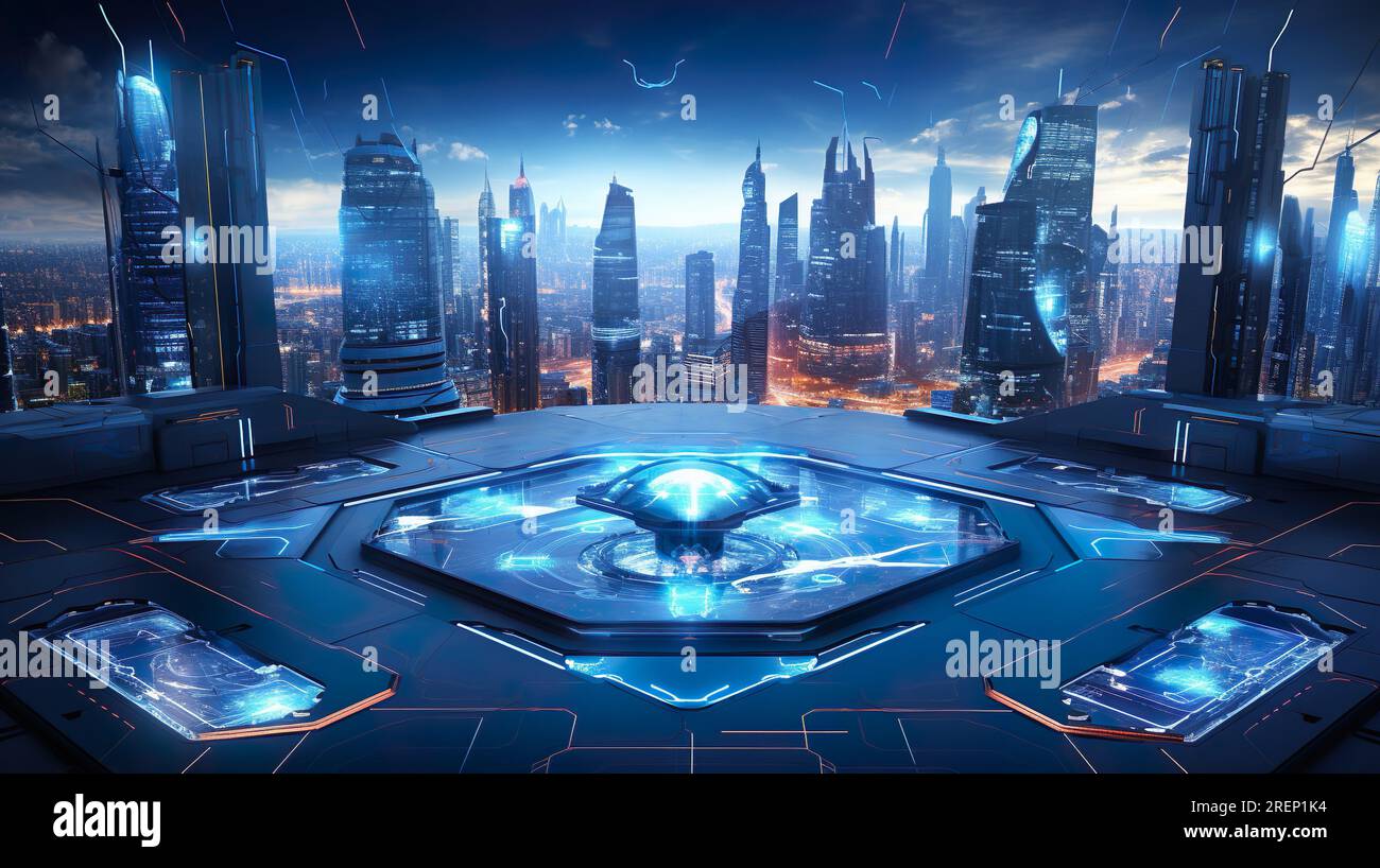 Highly advanced virtual city of the future Stock Photo - Alamy