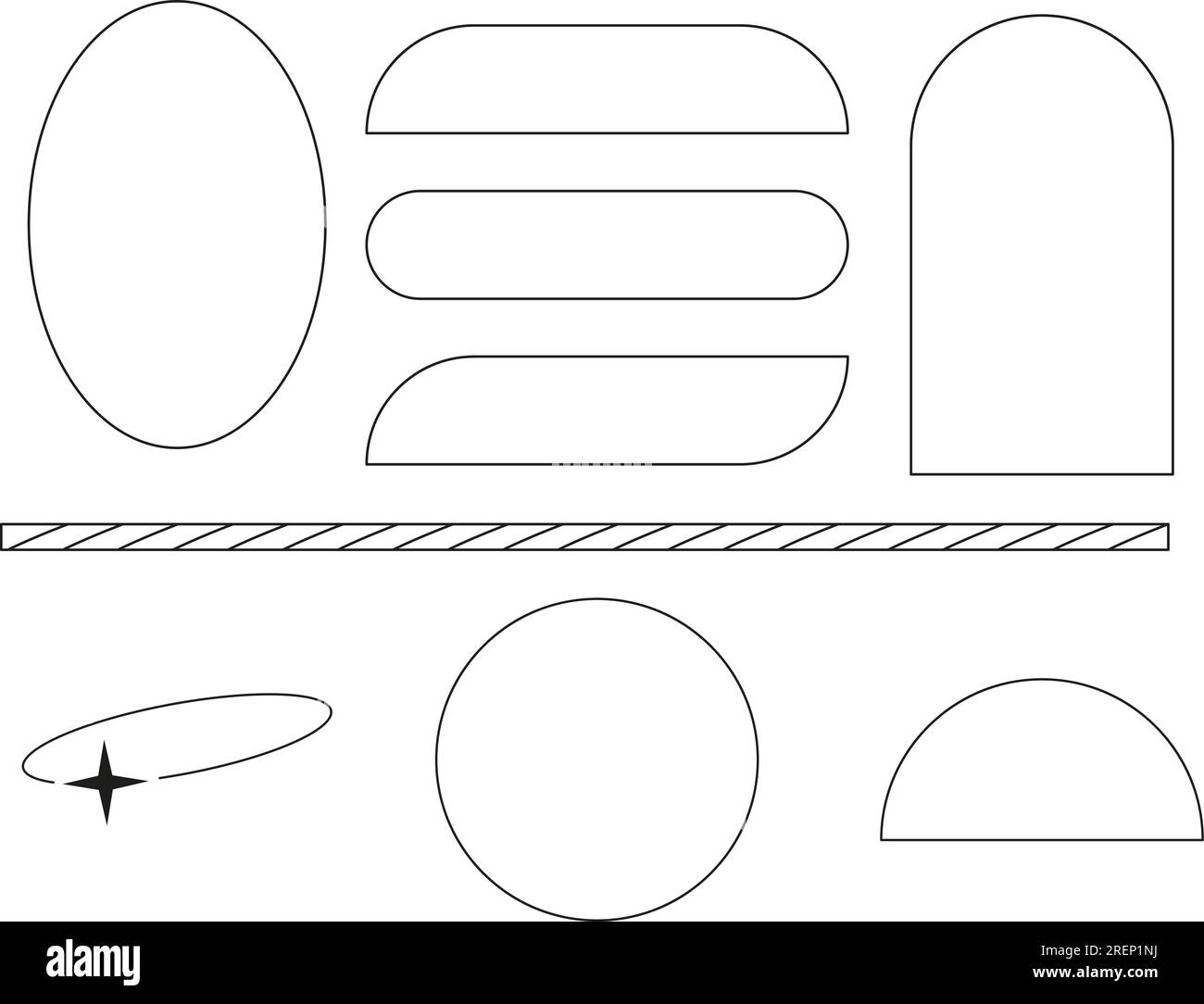 aesthetic y2k frame line elements set. Arches and circles Stock Vector ...