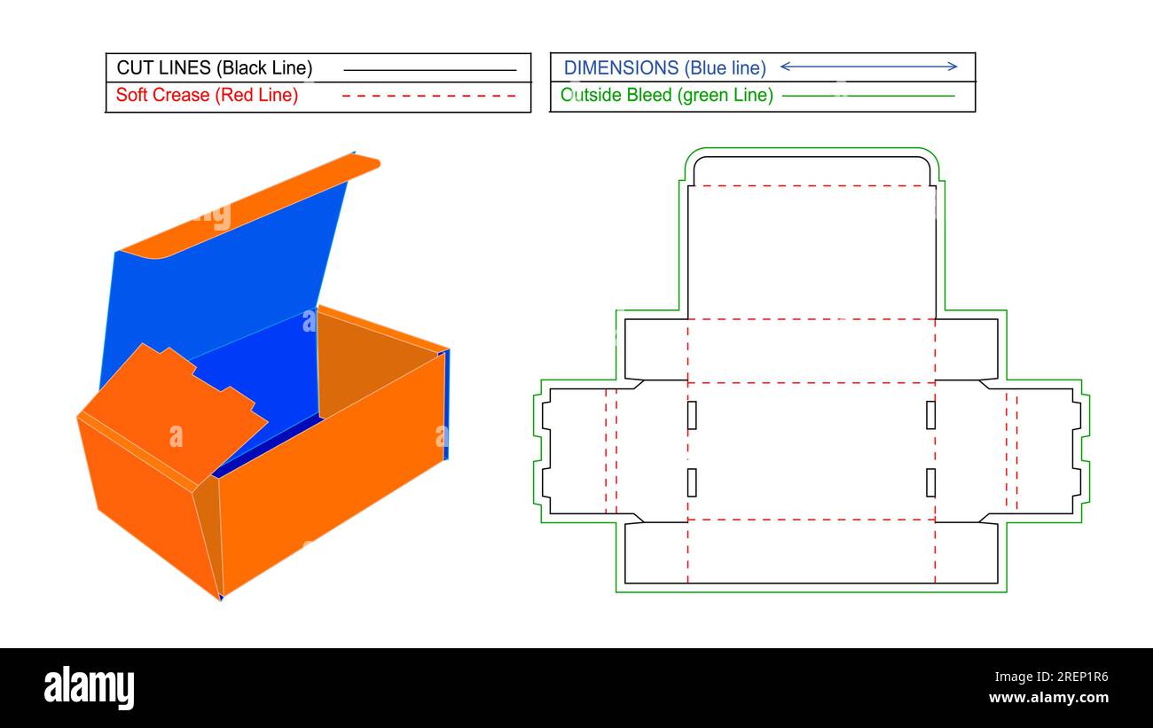 Carton box, corrugated carton RETT box dieline and 3D vector, easily editable and resizable file ...