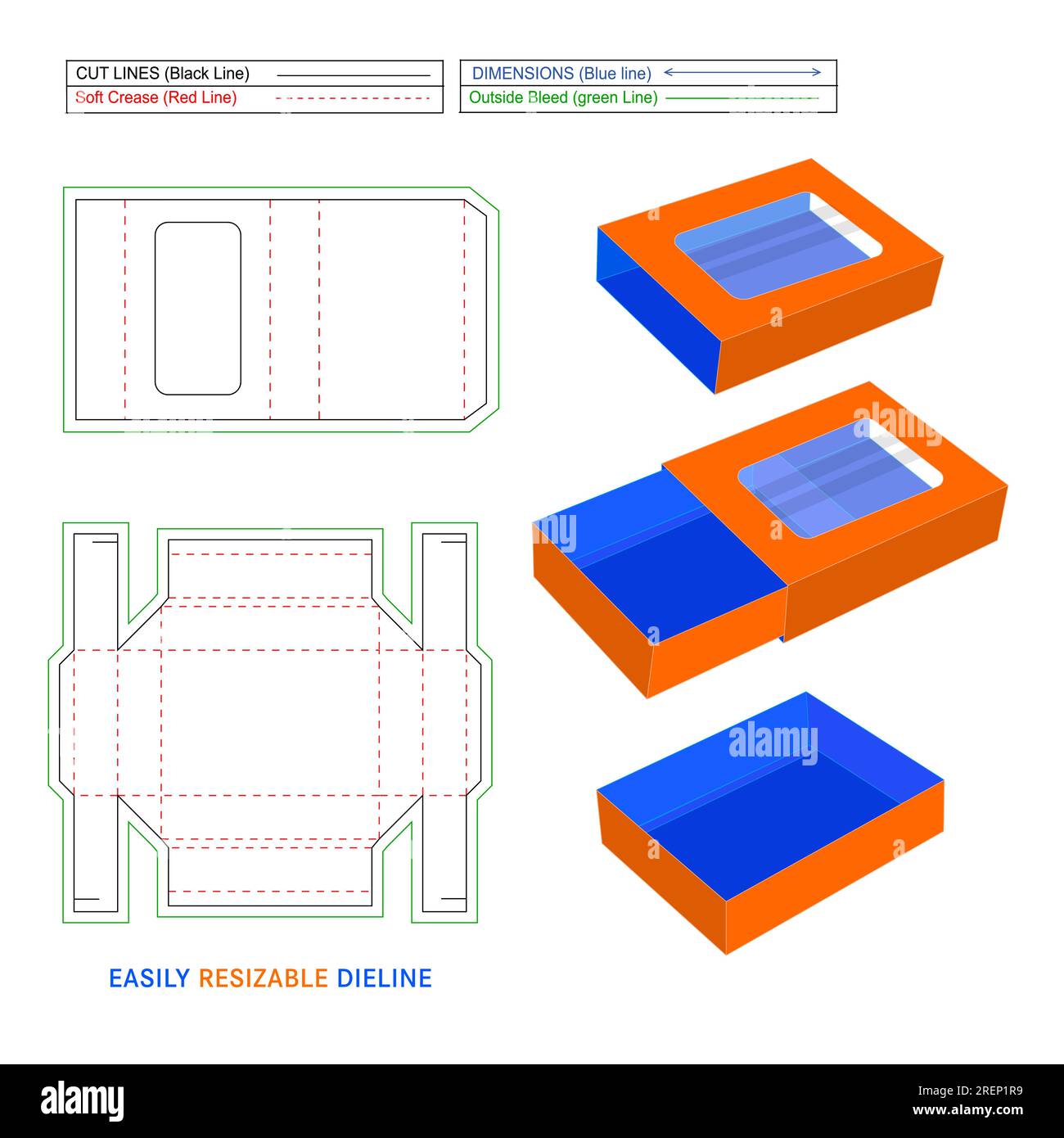 Chocolate paper drawer box, Sleeve drawer box die line template and 3D ...