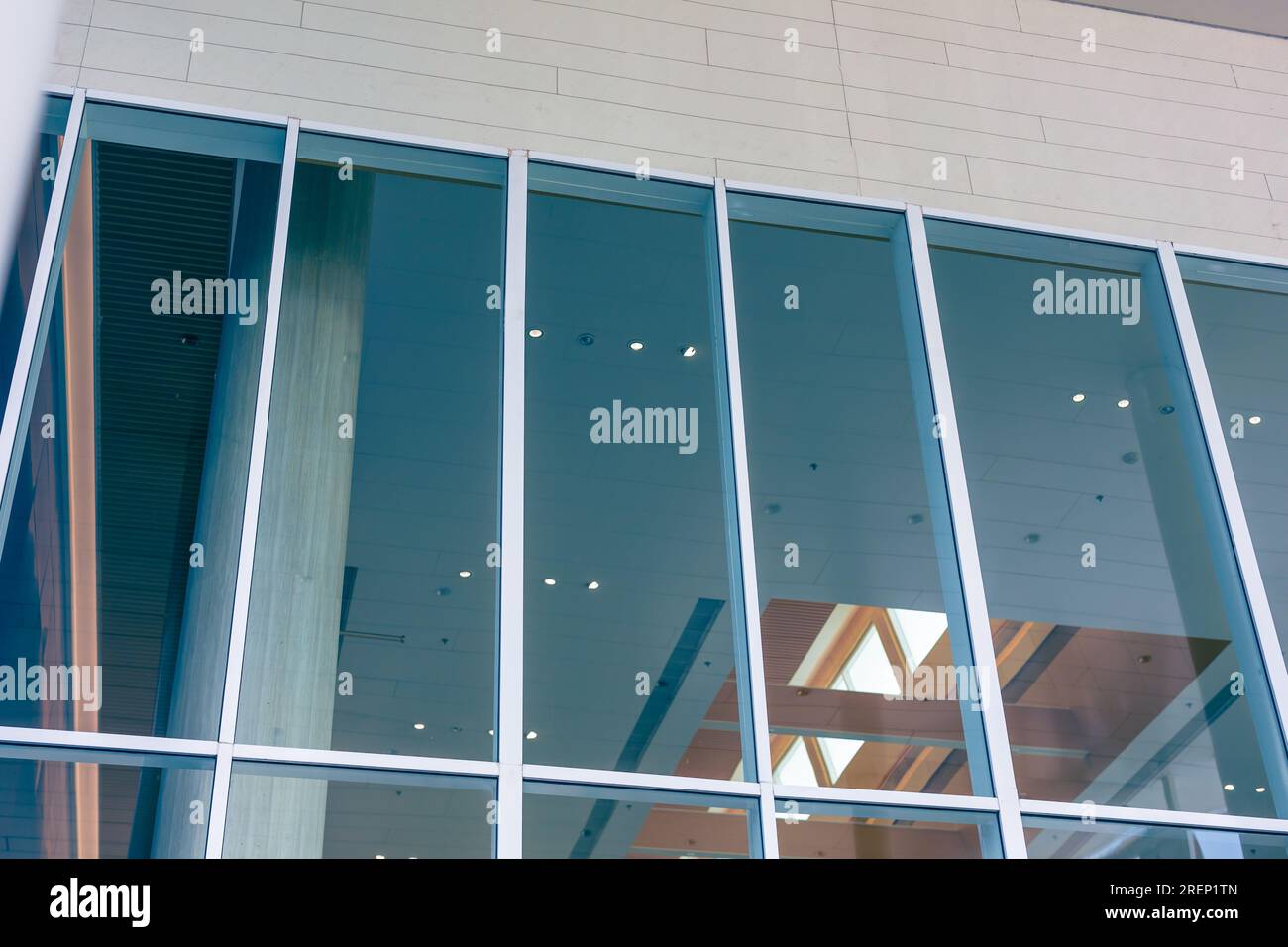 facade large windows of modern business office building in metropolitan ...