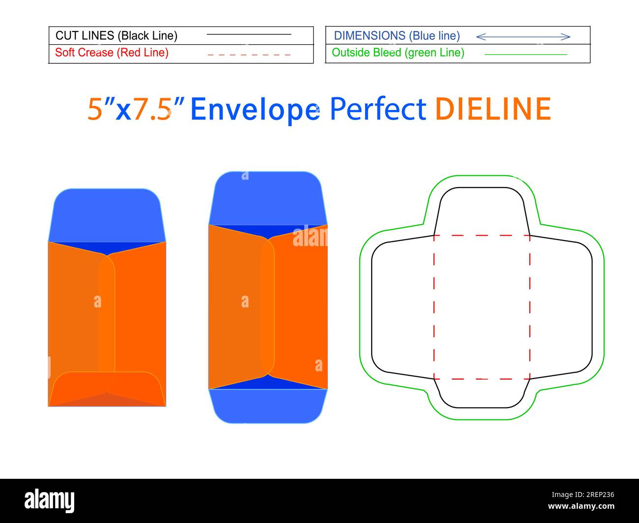 5x7.5 inch Catalogue envelope or policy open end envelope die line ...