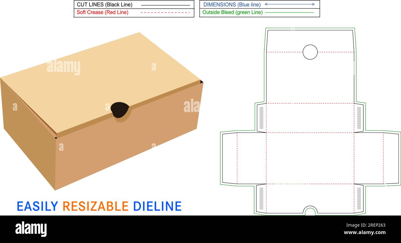 Kids Shoe box Die line template and 3D vector file Stock Vector Image ...