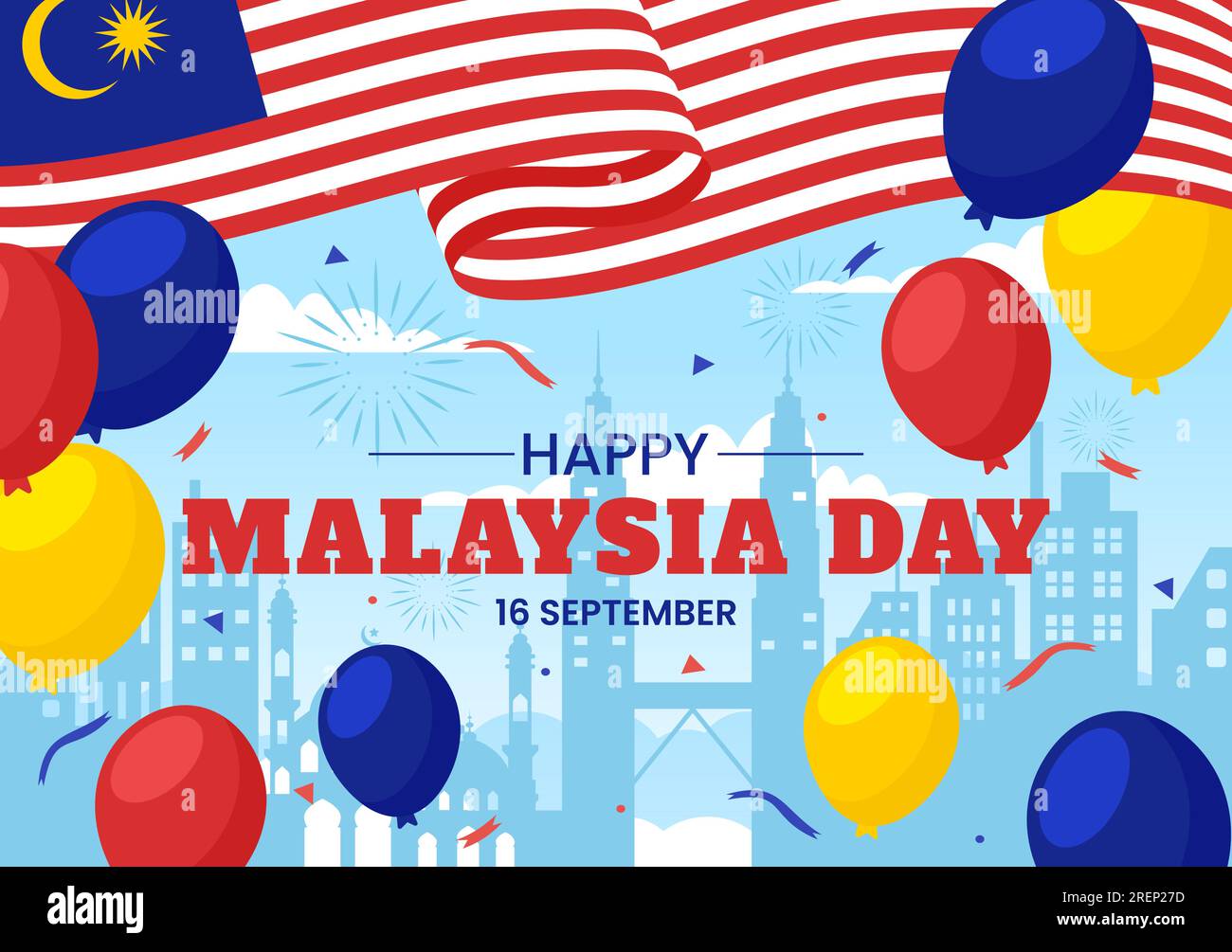 Happy Malaysia Day Celebration Vector Illustration on 16 September with ...