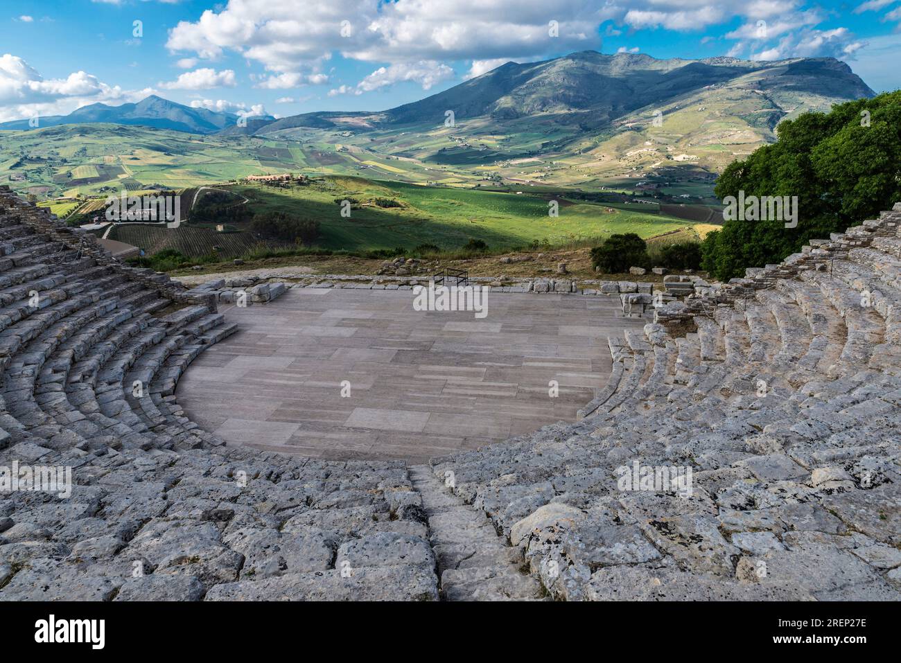 The Greek theater of Segesta in the province of Trapani, Sicily, Italy ...