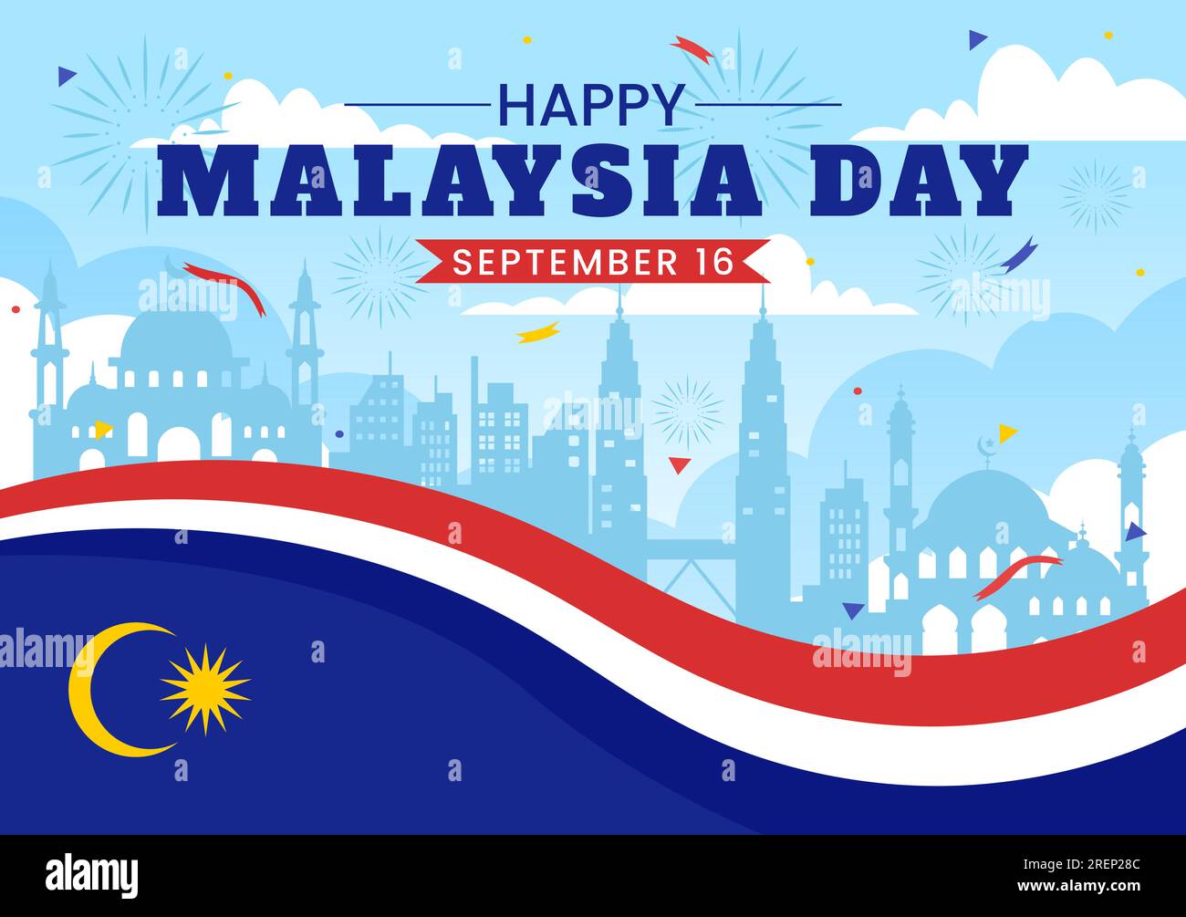 Happy Malaysia Day Celebration Vector Illustration on 16 September with ...
