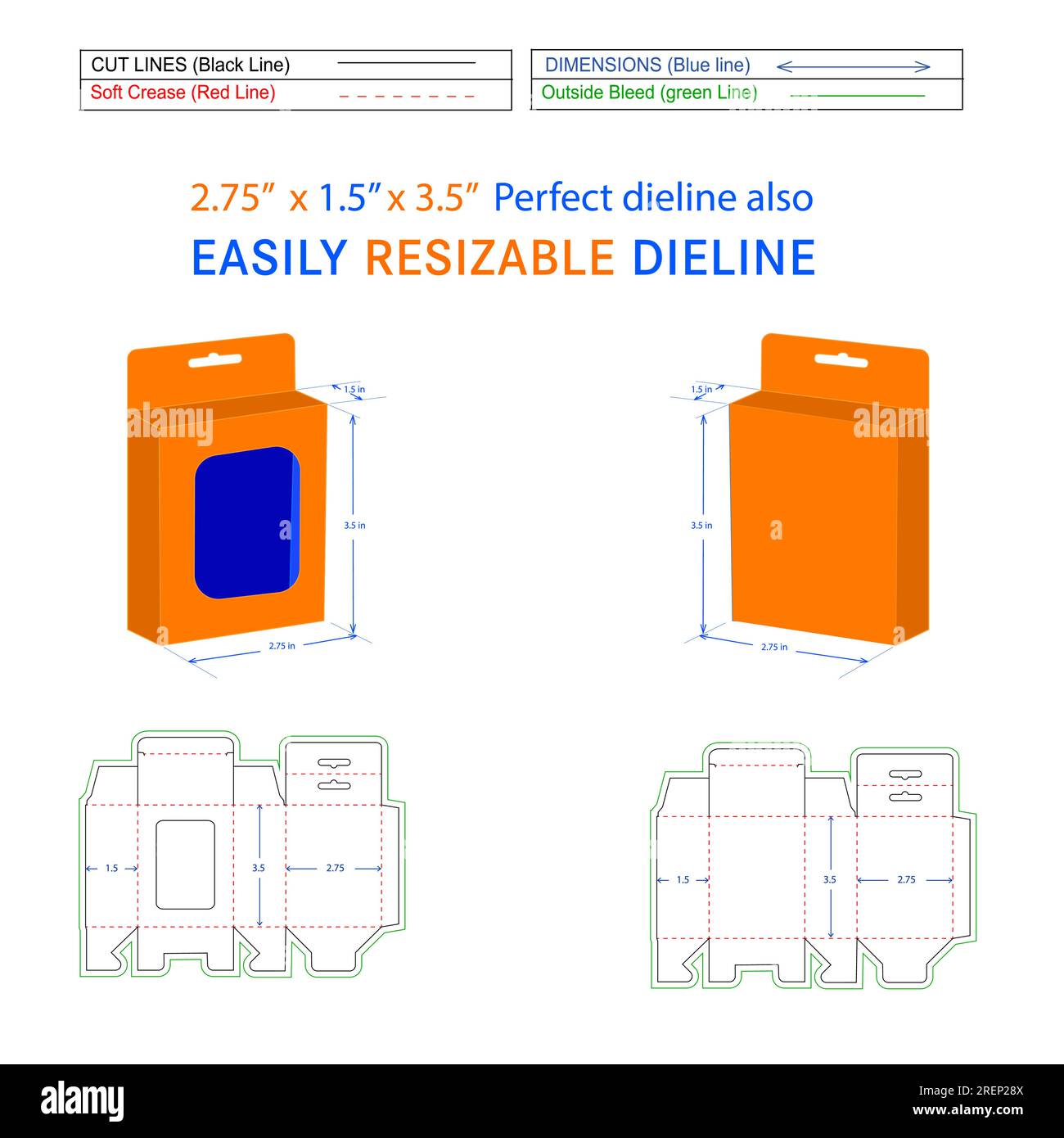 Hanging bottom snap lock mobile charger box, 2.75x1.5x3.5 box die line ...