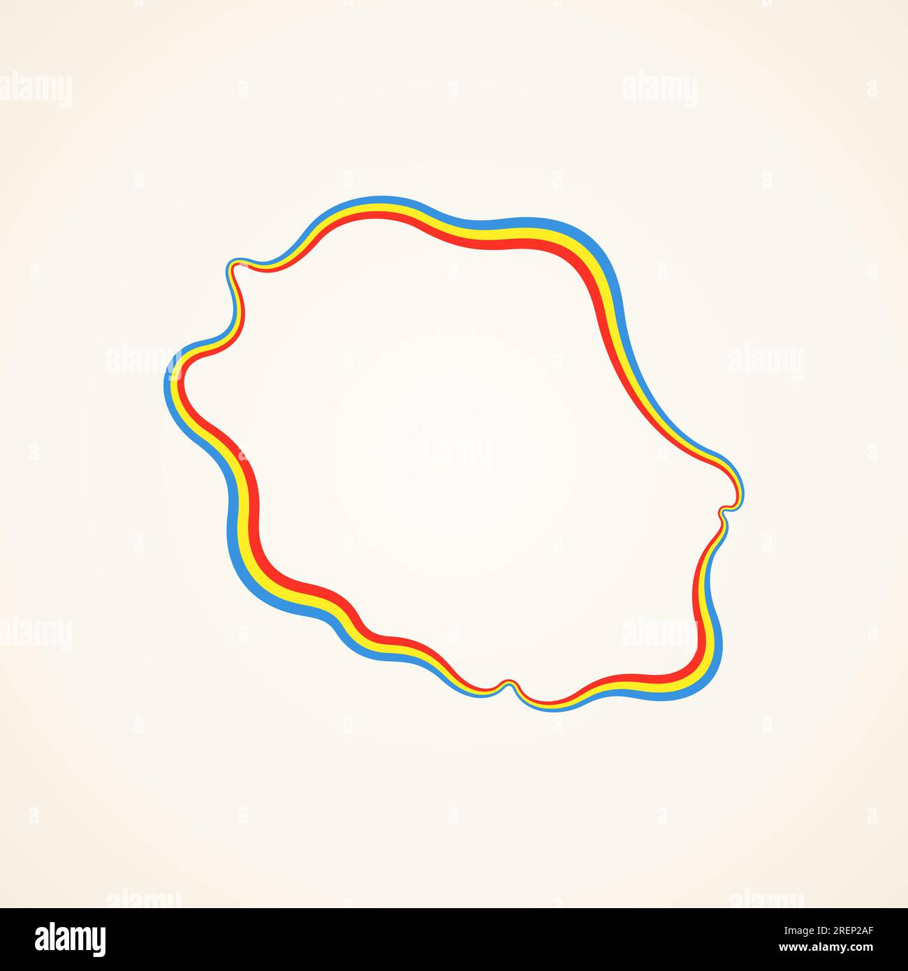 Outline map of Reunion marked with ribbon in colors from the flag Stock ...