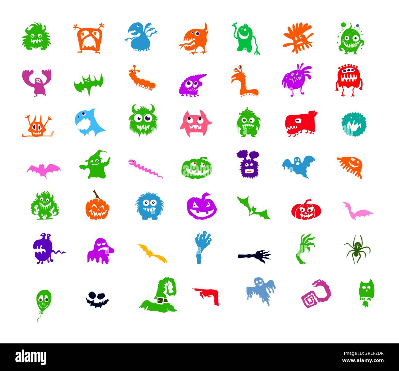 Set of Halloween colored elements. Vector illustration Stock Vector ...