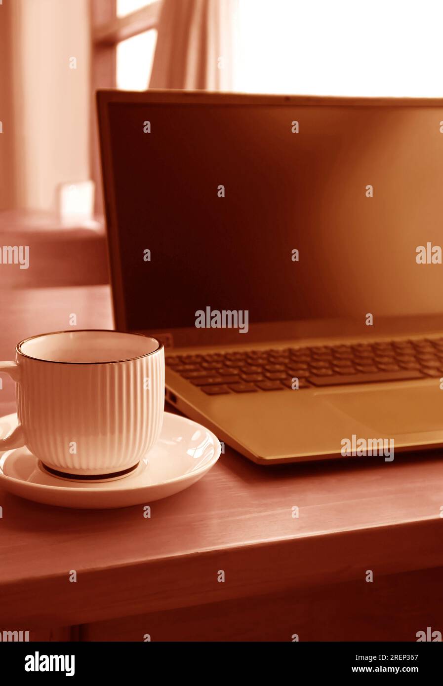 Opened laptop notebook cup hi-res stock photography and images - Alamy