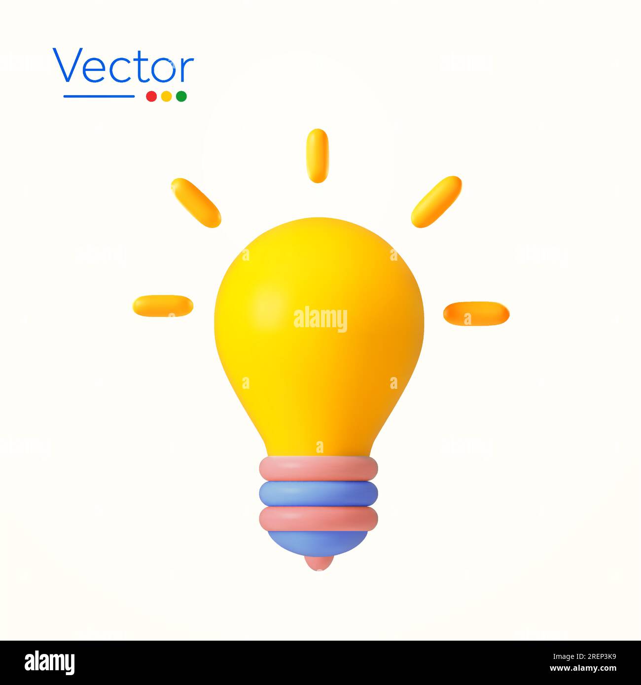 3d yellow bulb with bright effect, isolated on white background. Idea ...