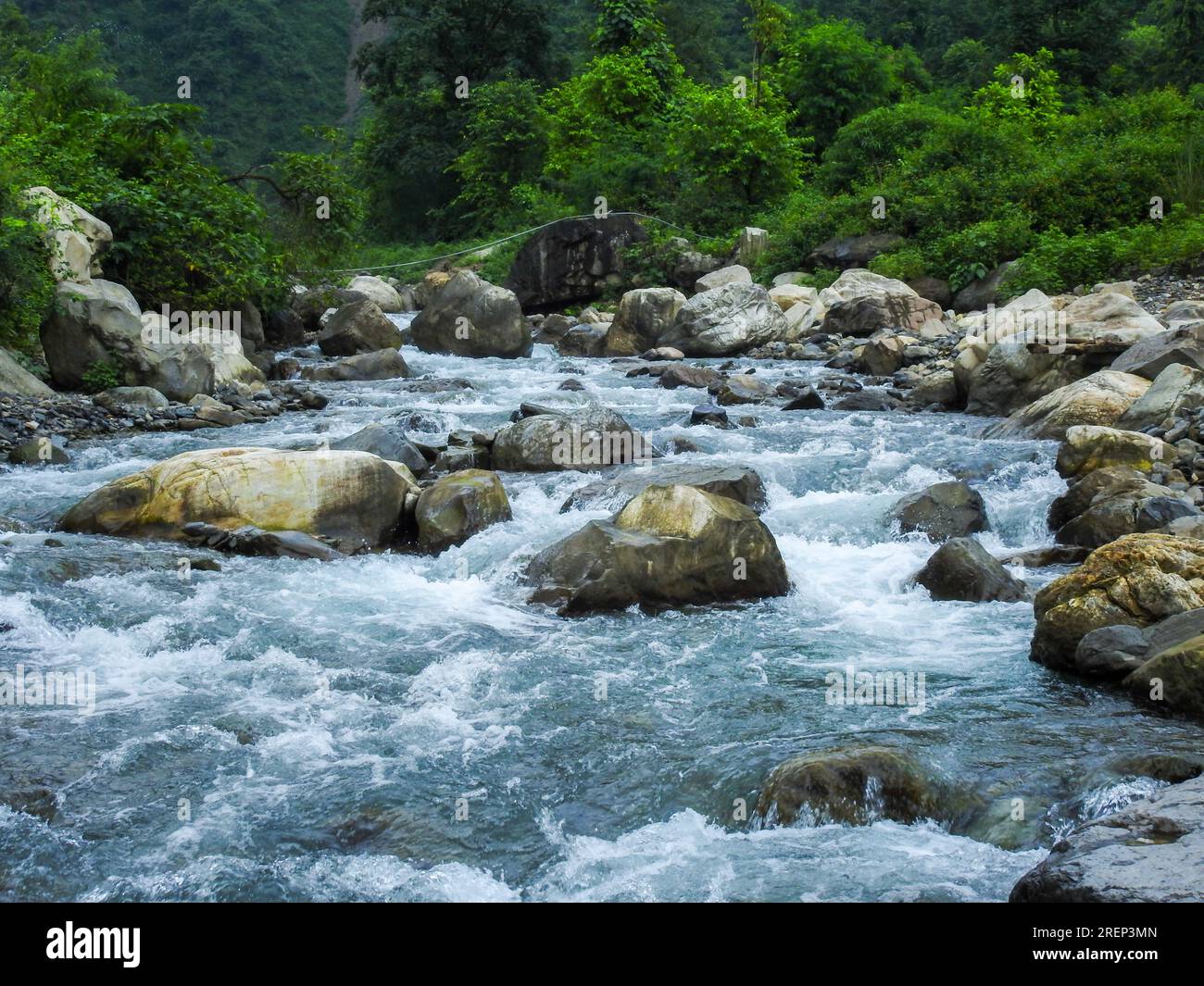 Rapid river flowing through Dehradun City jungles, Uttarakhand, India ...