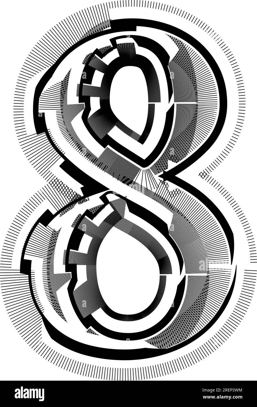 Modern abstract striped design with lines vector illustration Number 8 ... Modern abstract striped design with lines vector illustration Number 8 ...