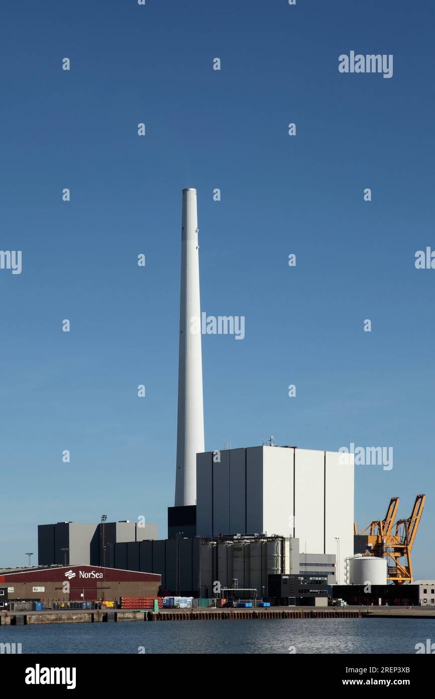 Scandinavia's tallest chimney (250m) at the coal-fired Esbjerg Power ...