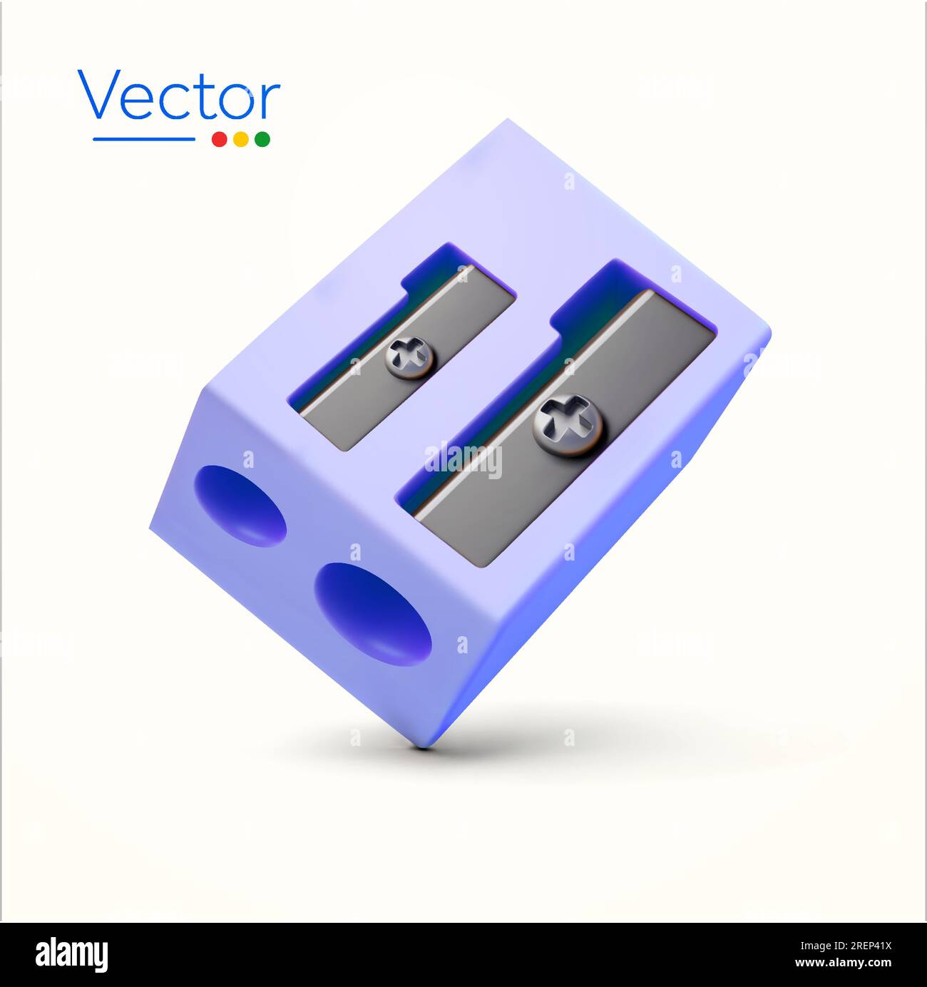 3d purple pencil sharpener, sharper or cutter, minimal style, isolated ...