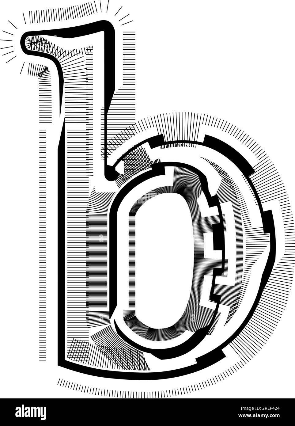 Modern abstract striped design with lines vector illustration LETTER b ...