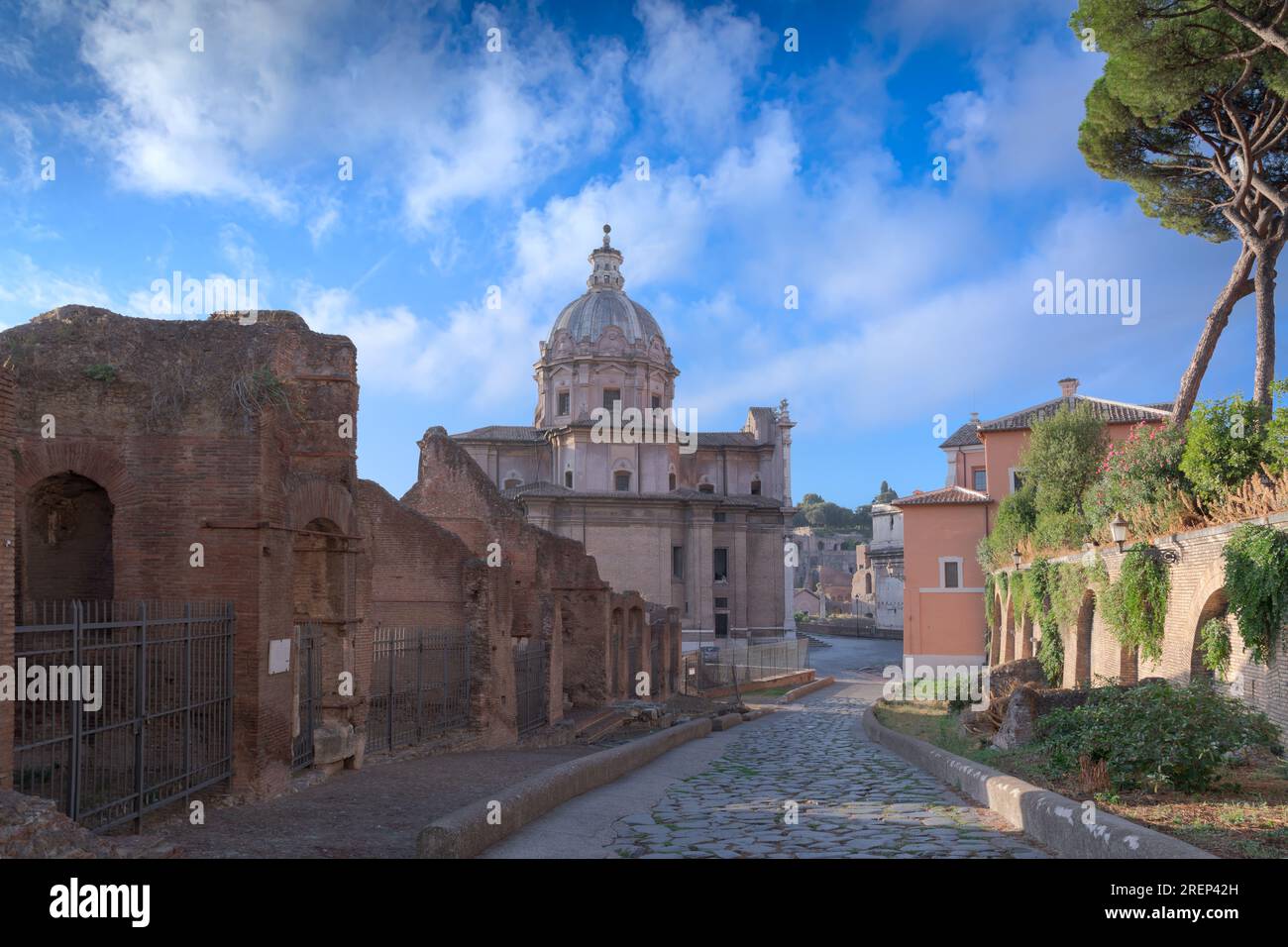 View of Clivus Argentarius, a road of ancient Rome: it preserves a ...