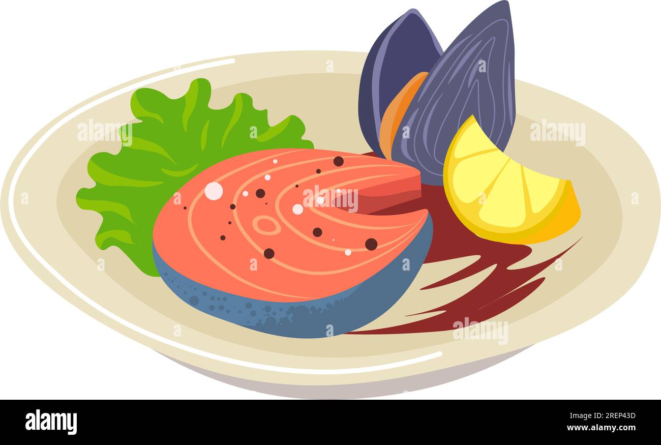 Baked salmon lemon Stock Vector Images - Alamy