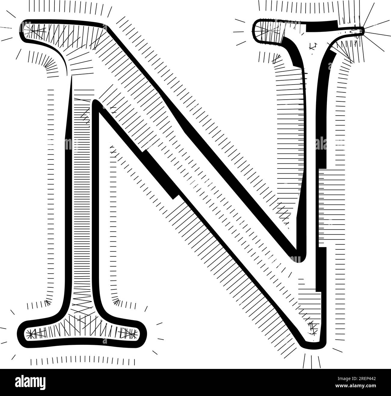 Modern abstract striped design with lines vector illustration LETTER N ...