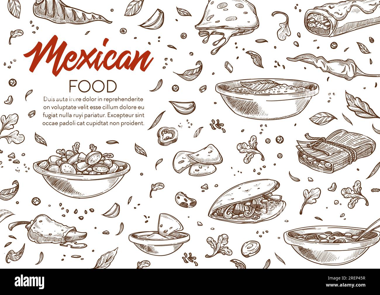Mexican food recipes dishes in menu advertisement Stock Vector Image ...