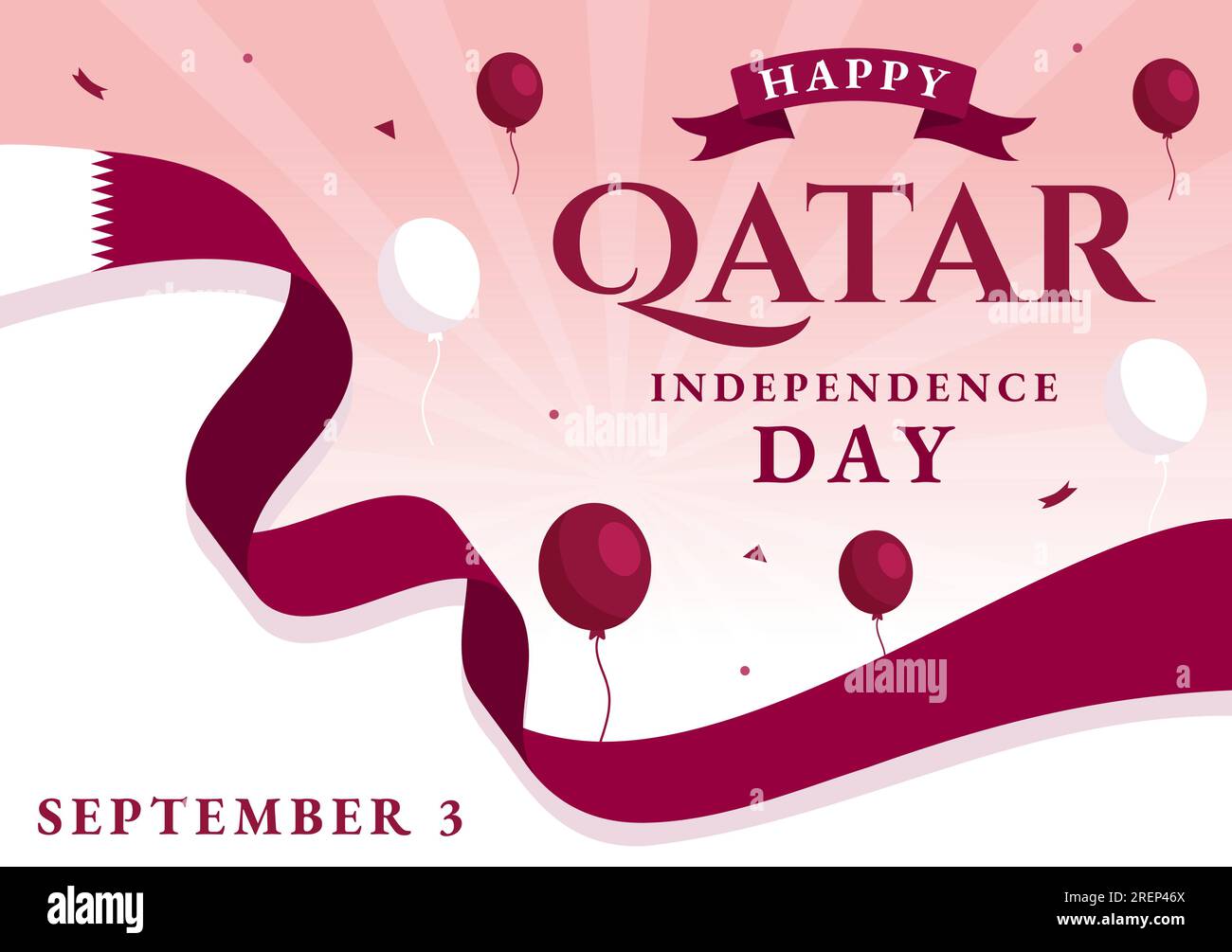 Happy Qatar Independence Day Vector Illustration on 3 September with ...