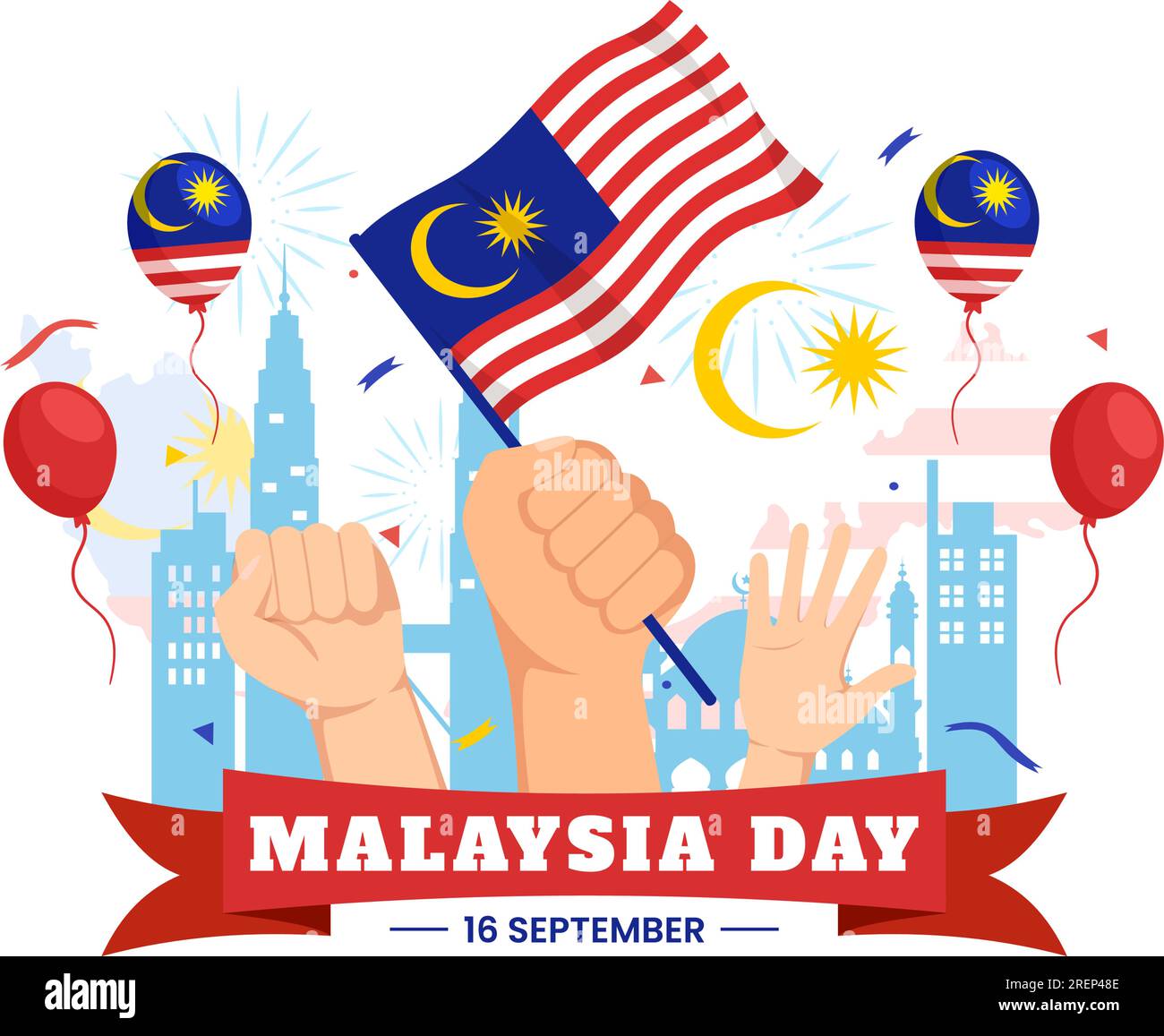 Happy Malaysia Day Celebration Vector Illustration on 16 September with ...