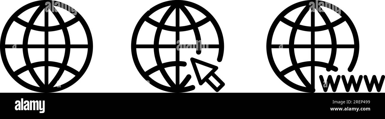 Set of linear Go to Web icons as globe or world symbol Stock Vector ...