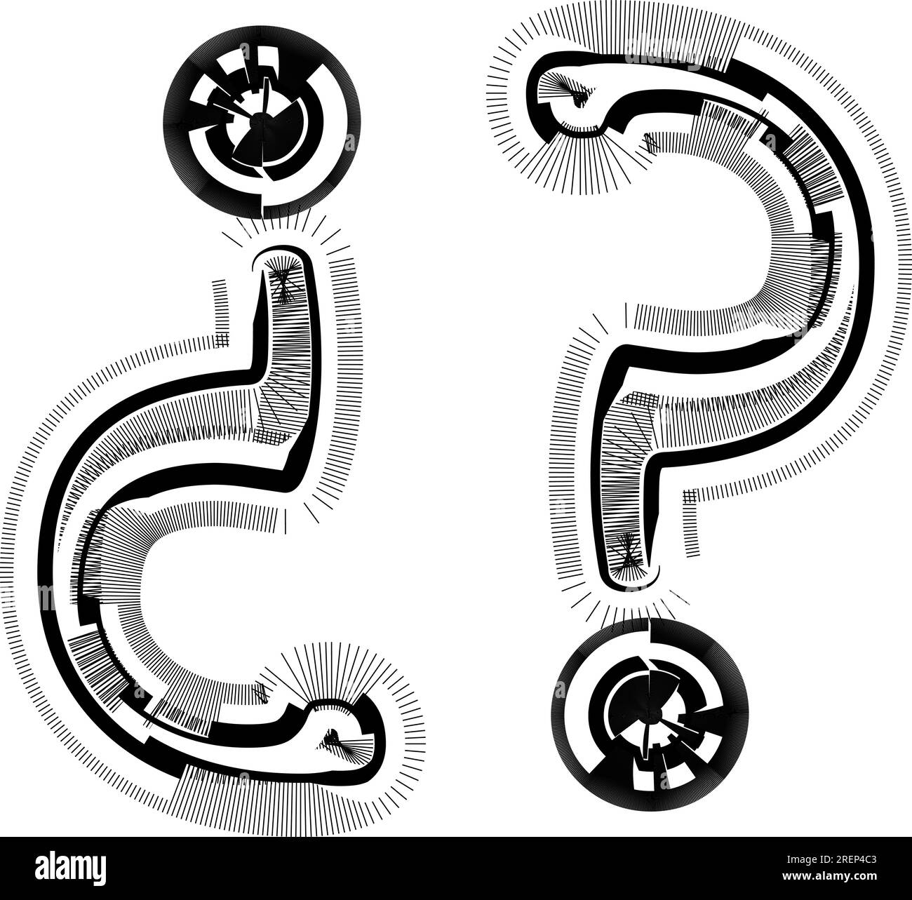 Modern Abstract Striped Design Question Mark Symbol With Lines Vector