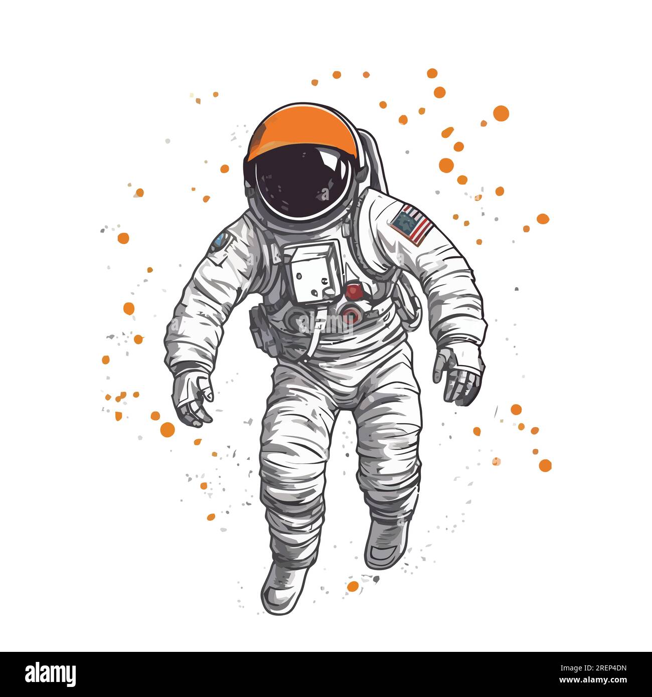 Astronaut in spacesuit fling. Cute drawing astronaut. Vector ...