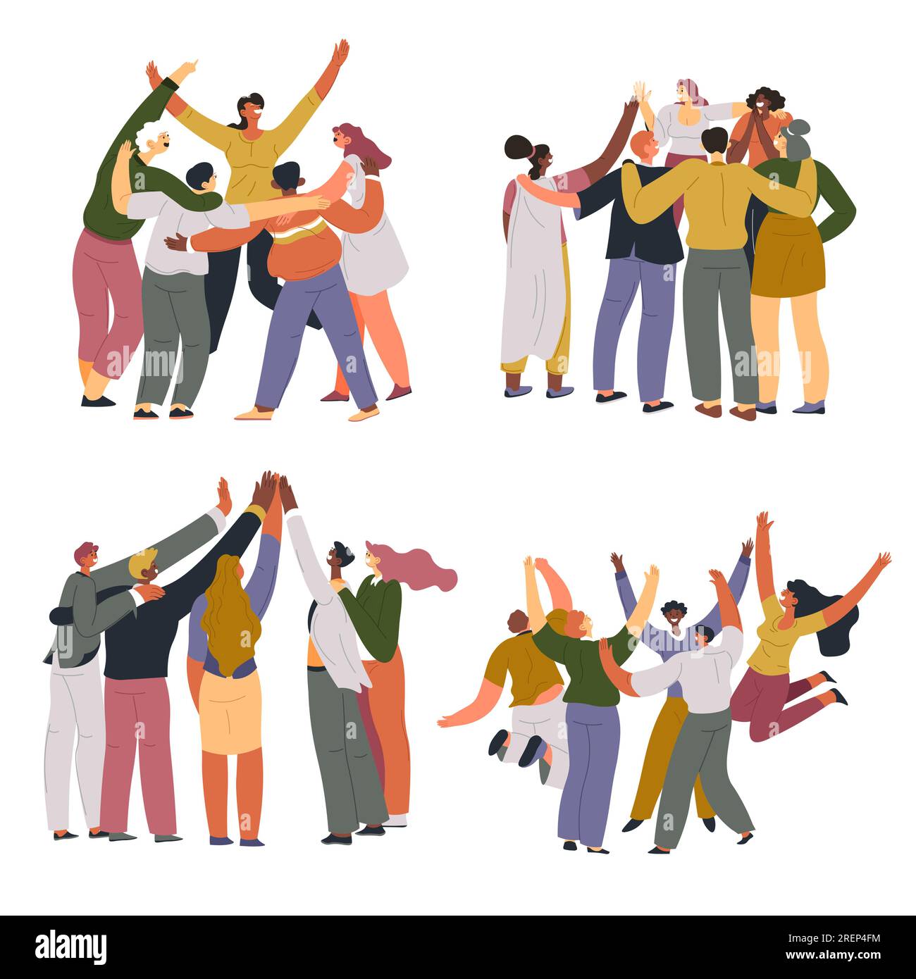 Group of people cheering and having fun laughing Stock Vector Image ...