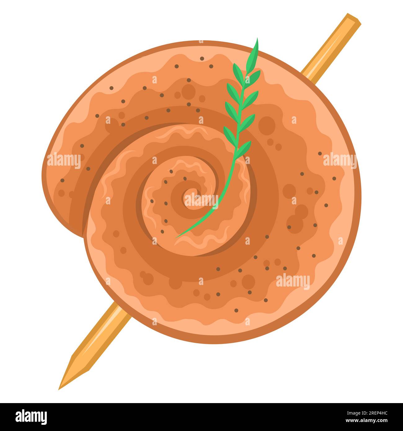 Vector traditional meat sausage twisted on stick Stock Vector Image ...