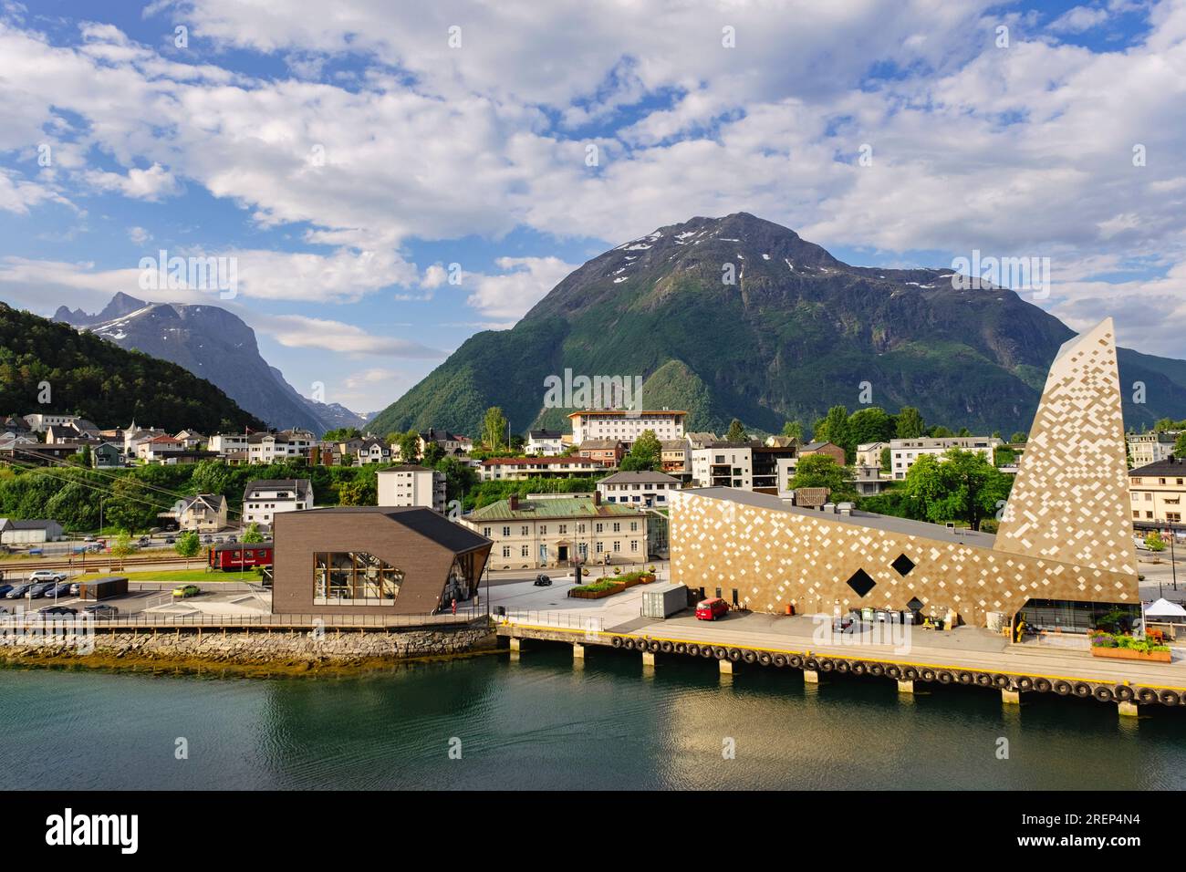 Romsdalgondolen gondola cable car station and Norsk Tindesenter or ...