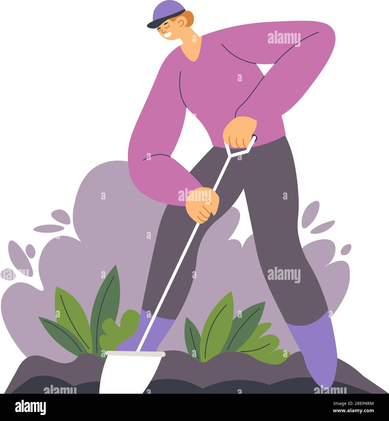 Digging soil in garden Stock Vector Images - Alamy