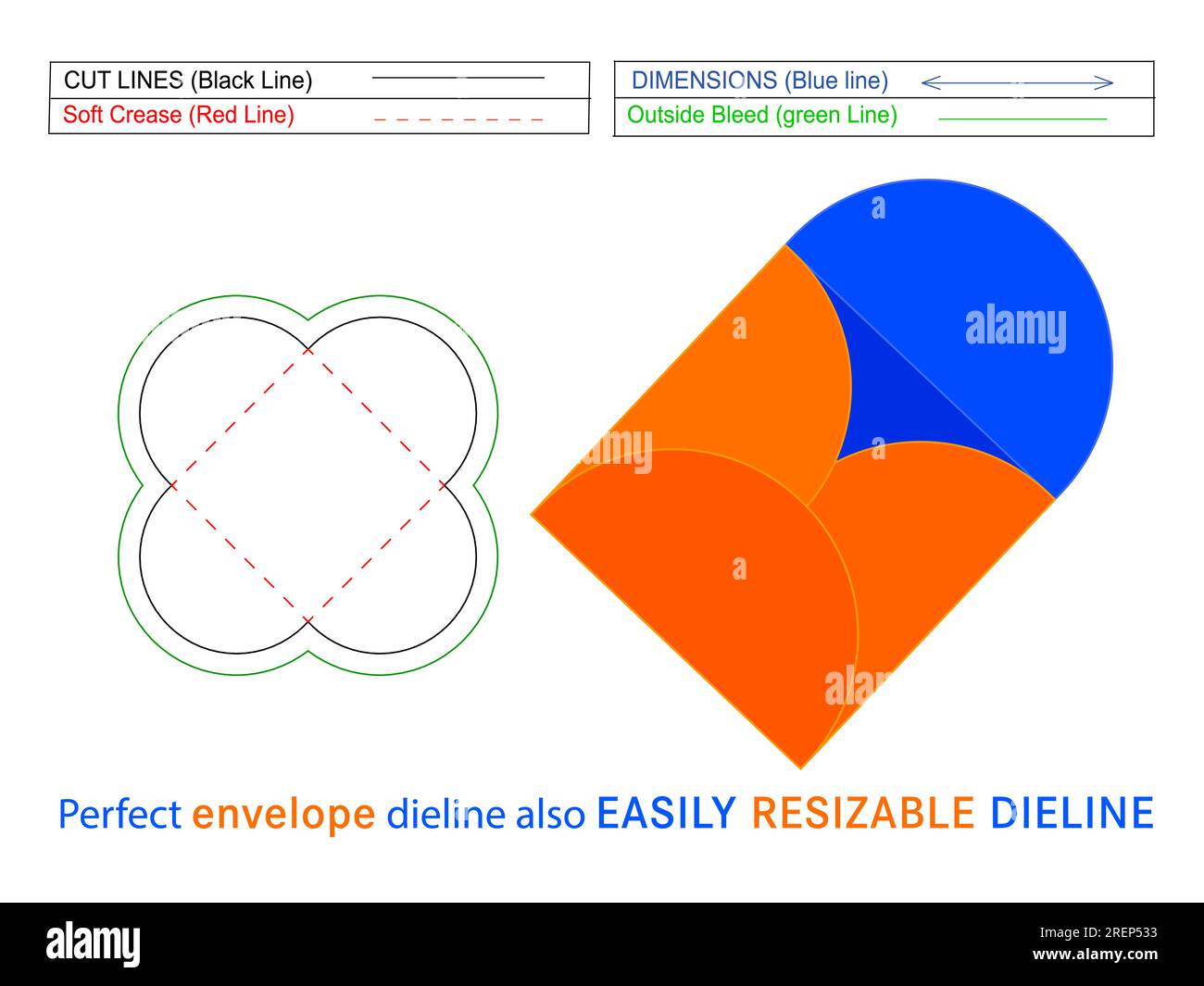 Square Envelope dieline template and 3D box editable easily resizable ...