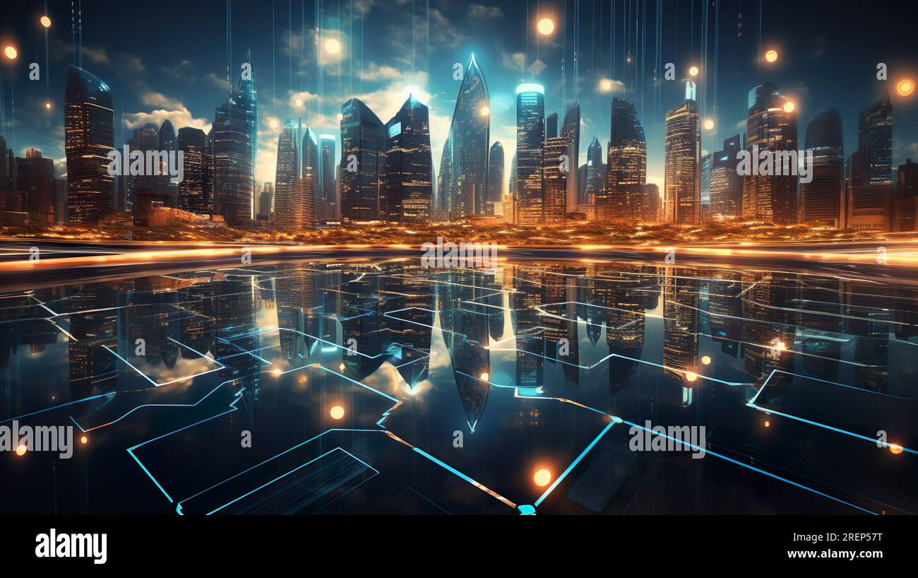 Highly advanced virtual city of the future Stock Photo - Alamy