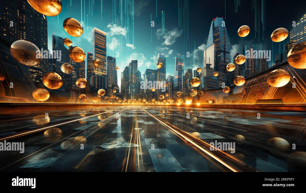 Highly advanced virtual city of the future Stock Photo - Alamy