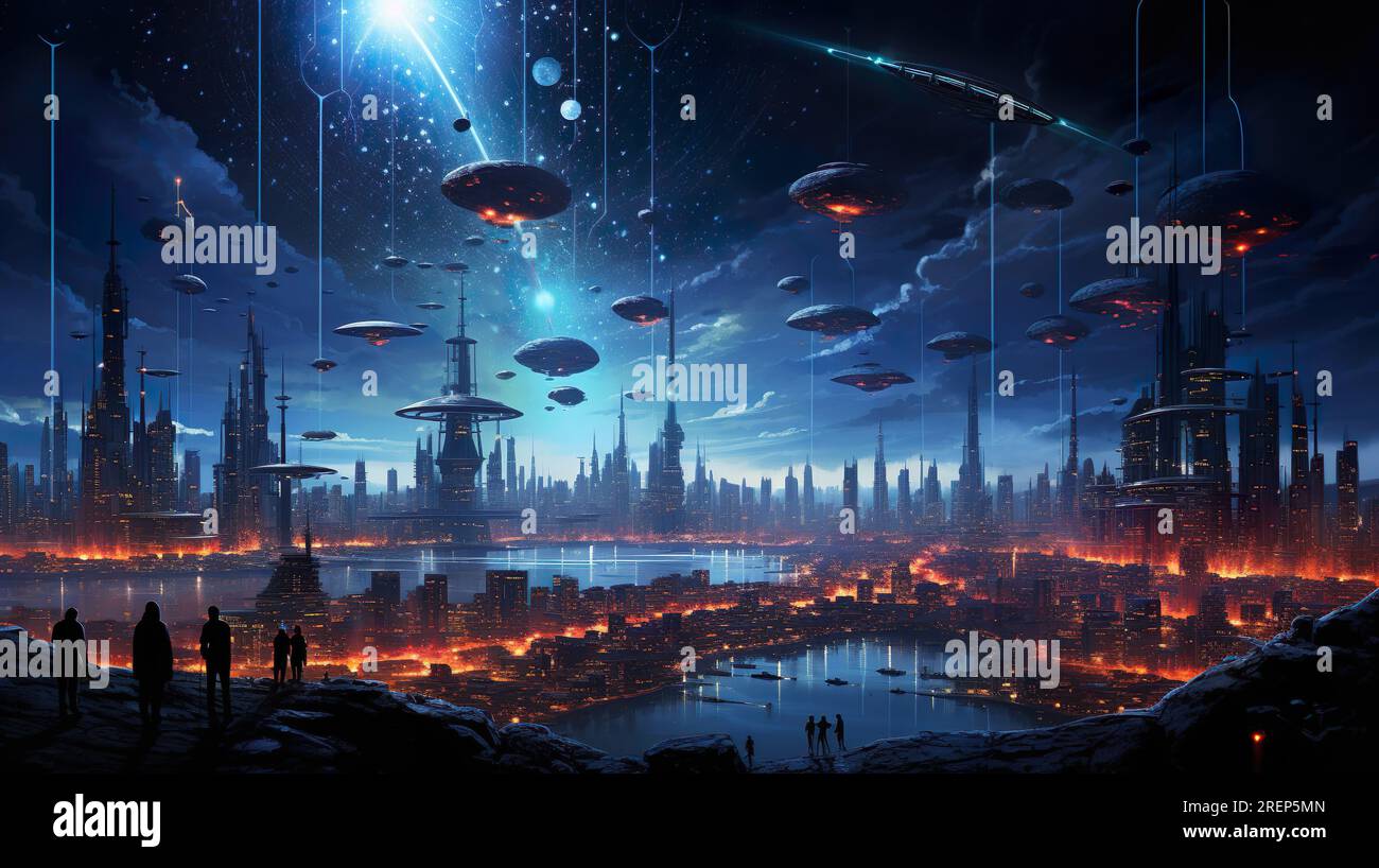 Highly advanced virtual city of the future Stock Photo - Alamy