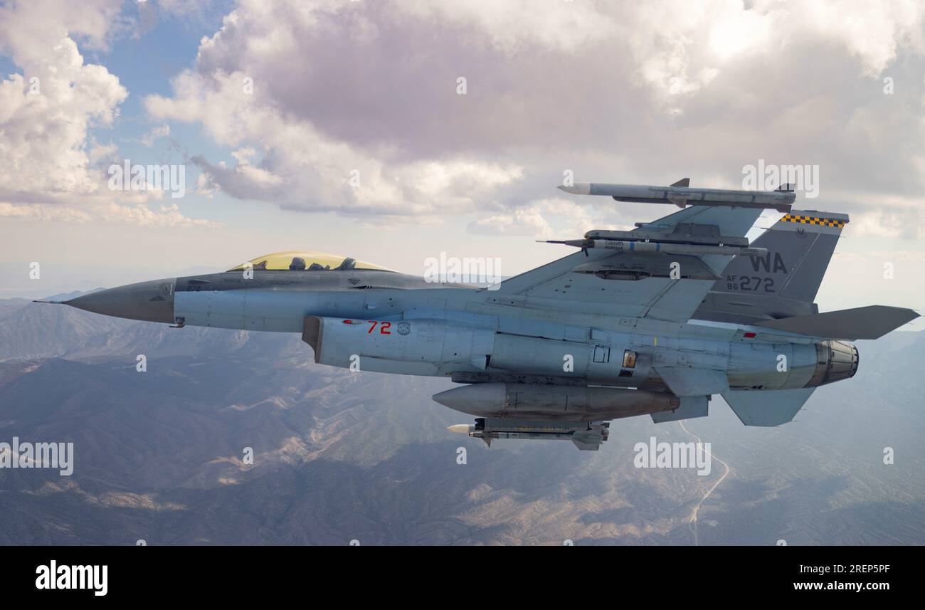 An F-16 flies over the Nevada Test and Training Range during a Red Flag ...