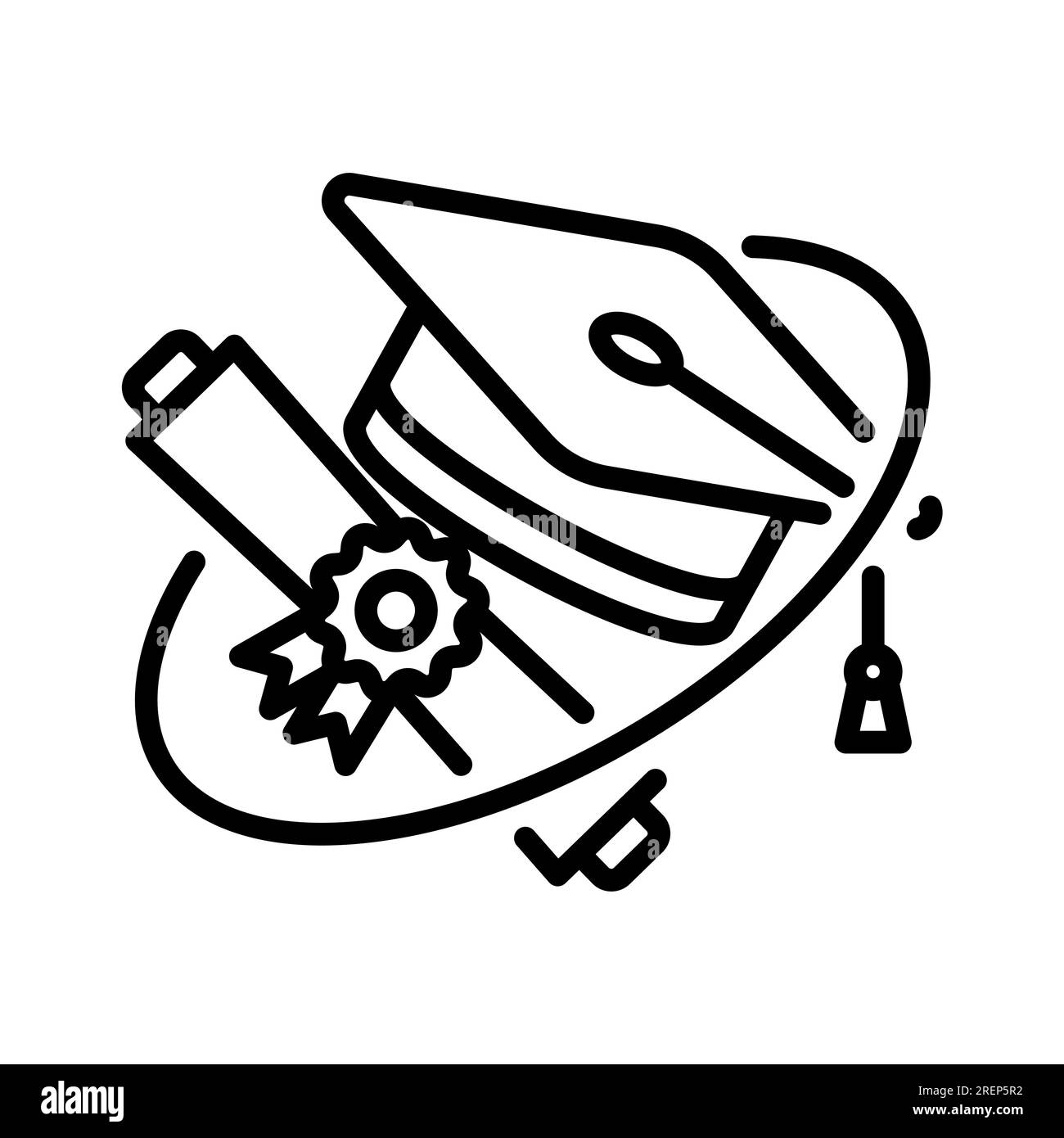 Graduation Hat And Diploma icon vector design in line style Stock ...