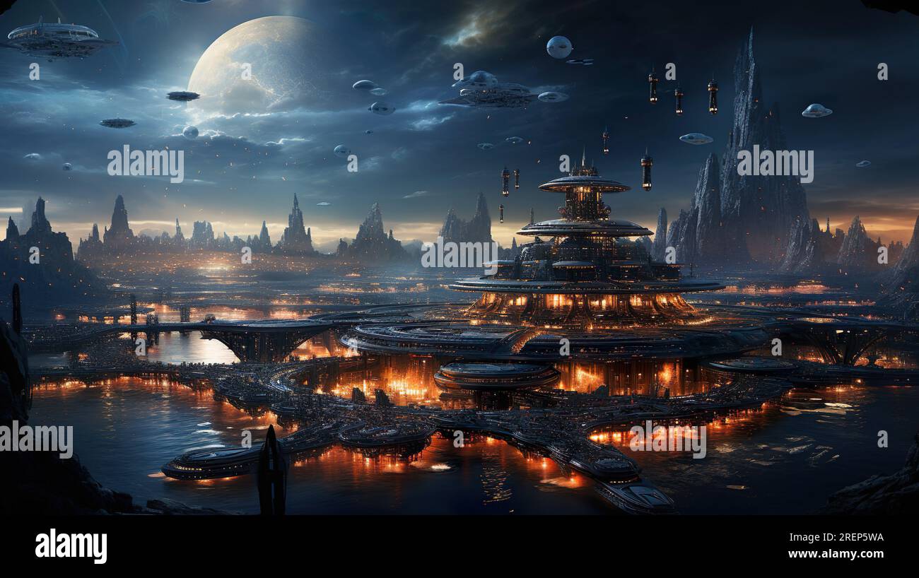 Highly advanced virtual city of the future Stock Photo - Alamy