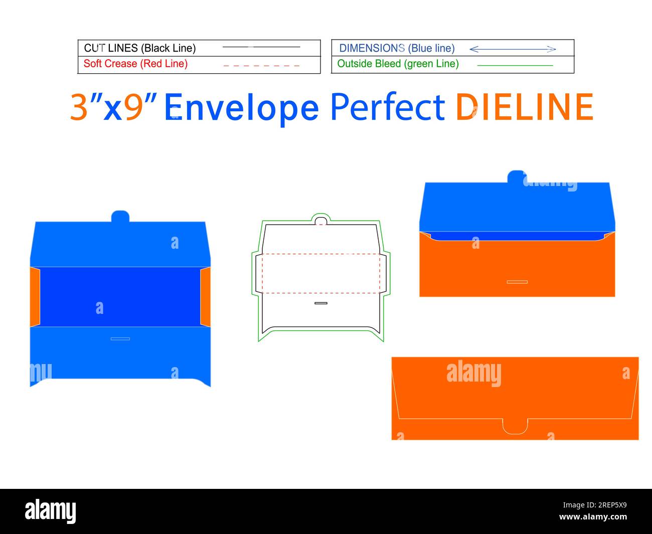 Envelope wedding invitation template design 3x9 inch die line template ...