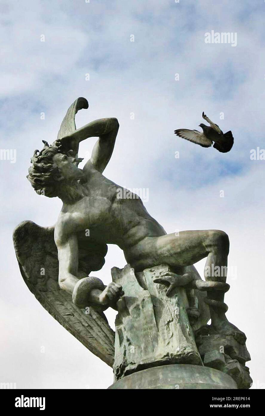 FILE - A statue of the angel Lucifer stands in the Retiro park in ...